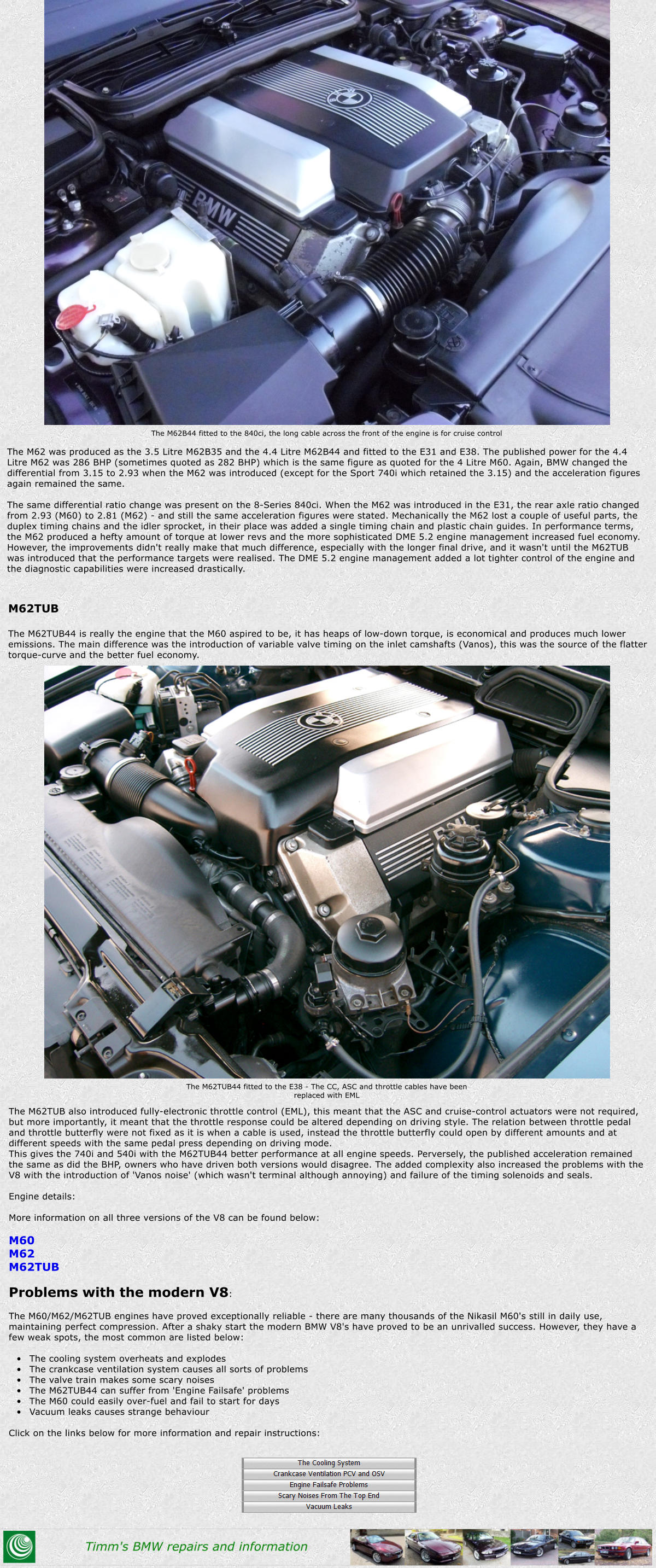 Timm's BMW_M60_M62_M62TU_Engine Details and common problems